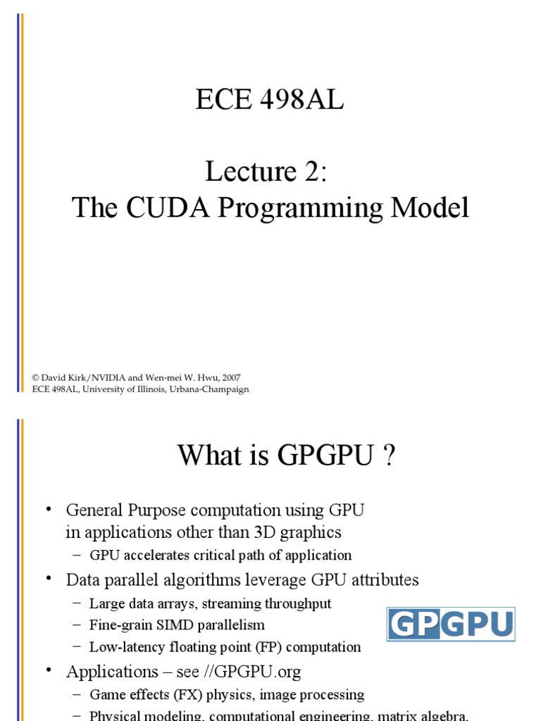 ECE 498AL The CUDA Programming Model | PDF | Graphics Processing Unit ...