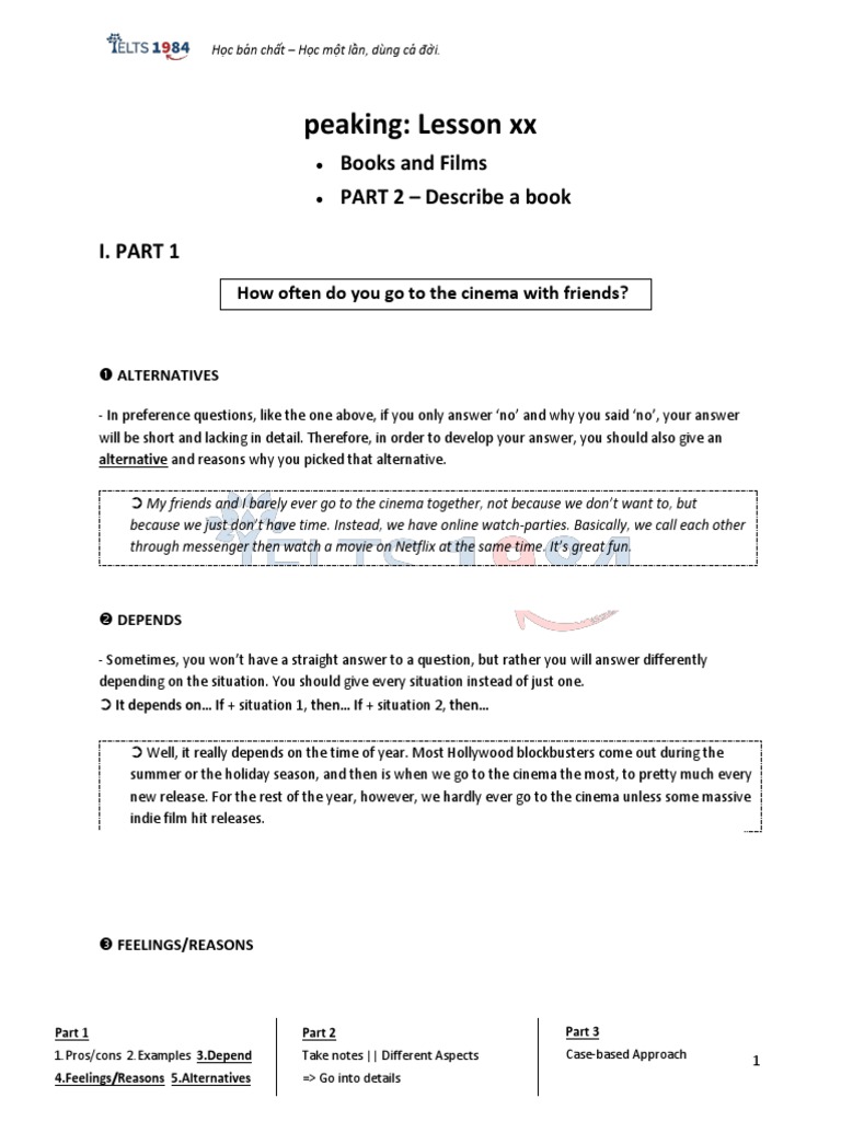 Peaking: Lesson XX: Books and Films PART 2 - Describe A Book | Download ...
