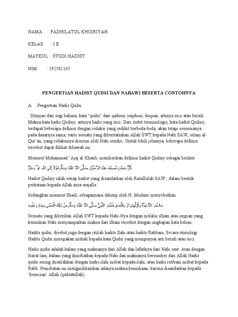 Pengertian dan Contoh Hadis Qudsi-Nabawi | PDF