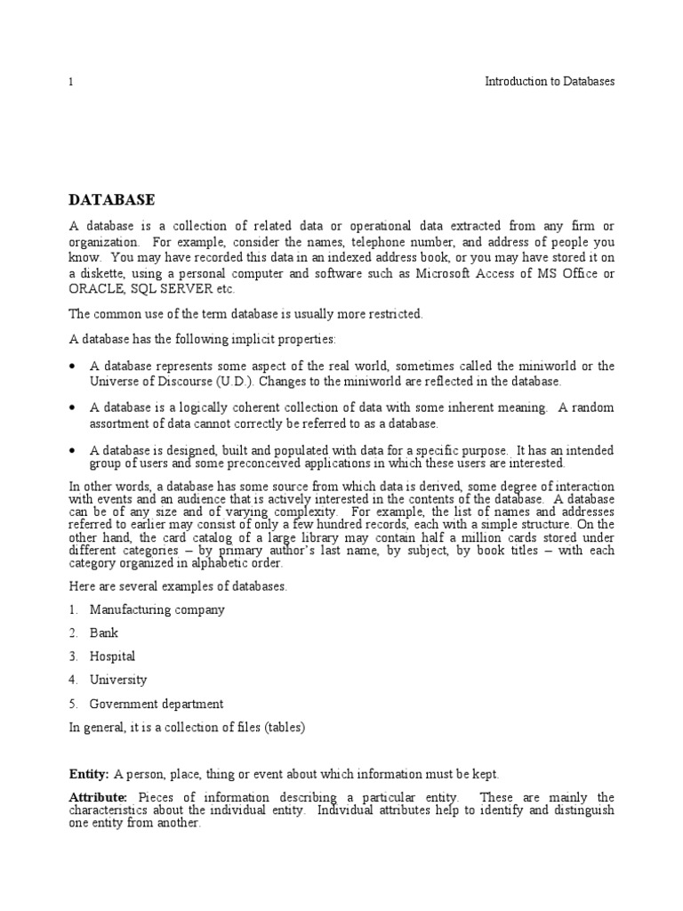 Database: Introduction To Databases | PDF | Relational Model | Abstraction (Computer Science)