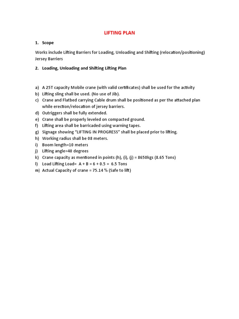 Lifting Plan Procedure 25 Ton | PDF