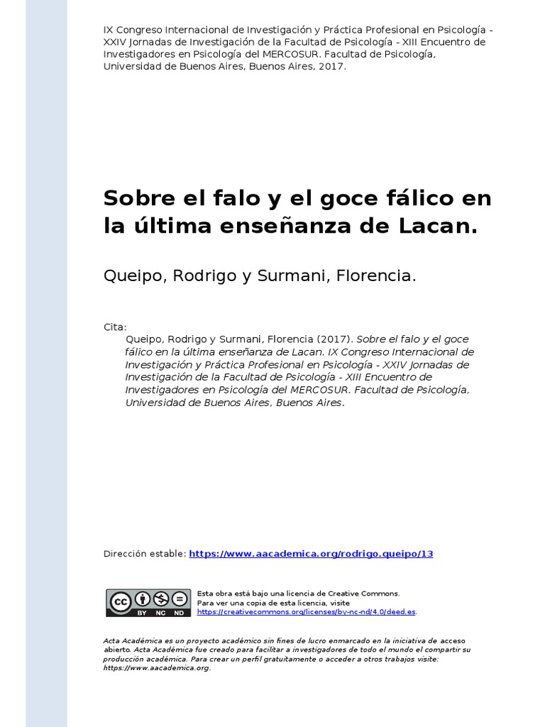 Sobre El Falo y El Goce Falico en La Ultima Ensenanza de Lacan | PDF ...
