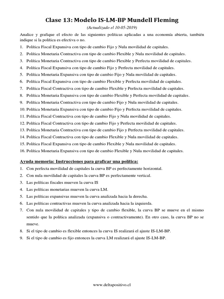 Clase 13: Modelo IS-LM-BP Mundell Fleming: (Actualizado El 10-05-2019 ...