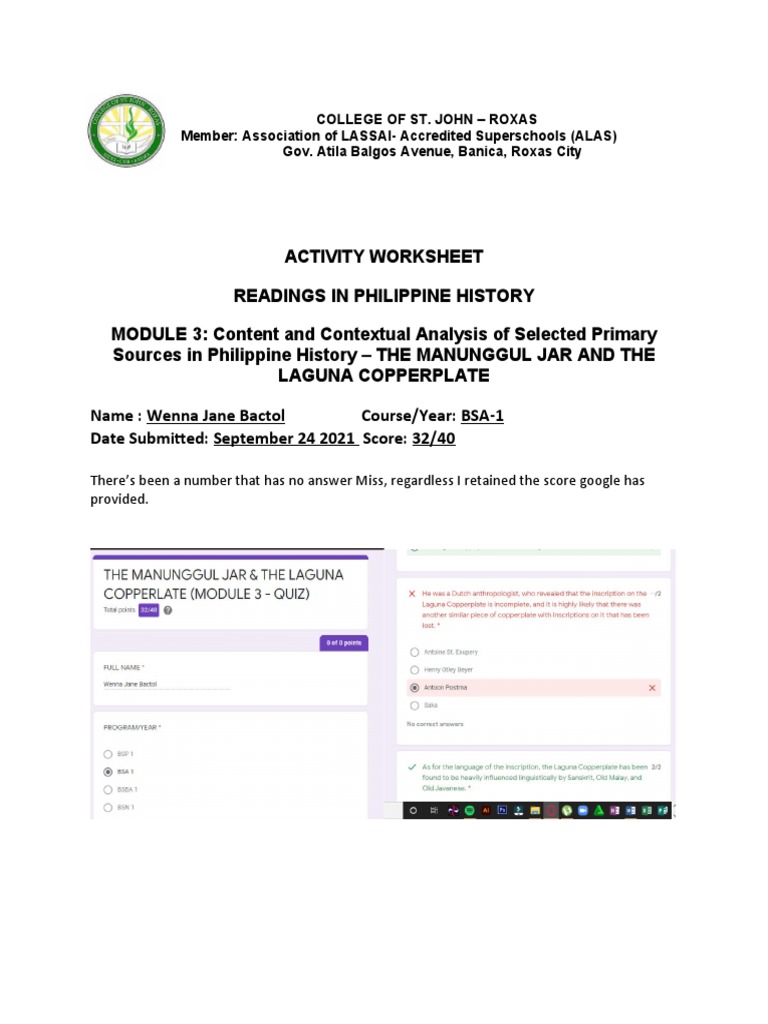 College of St. John - Roxas Member: Association of LASSAI-Accredited ...