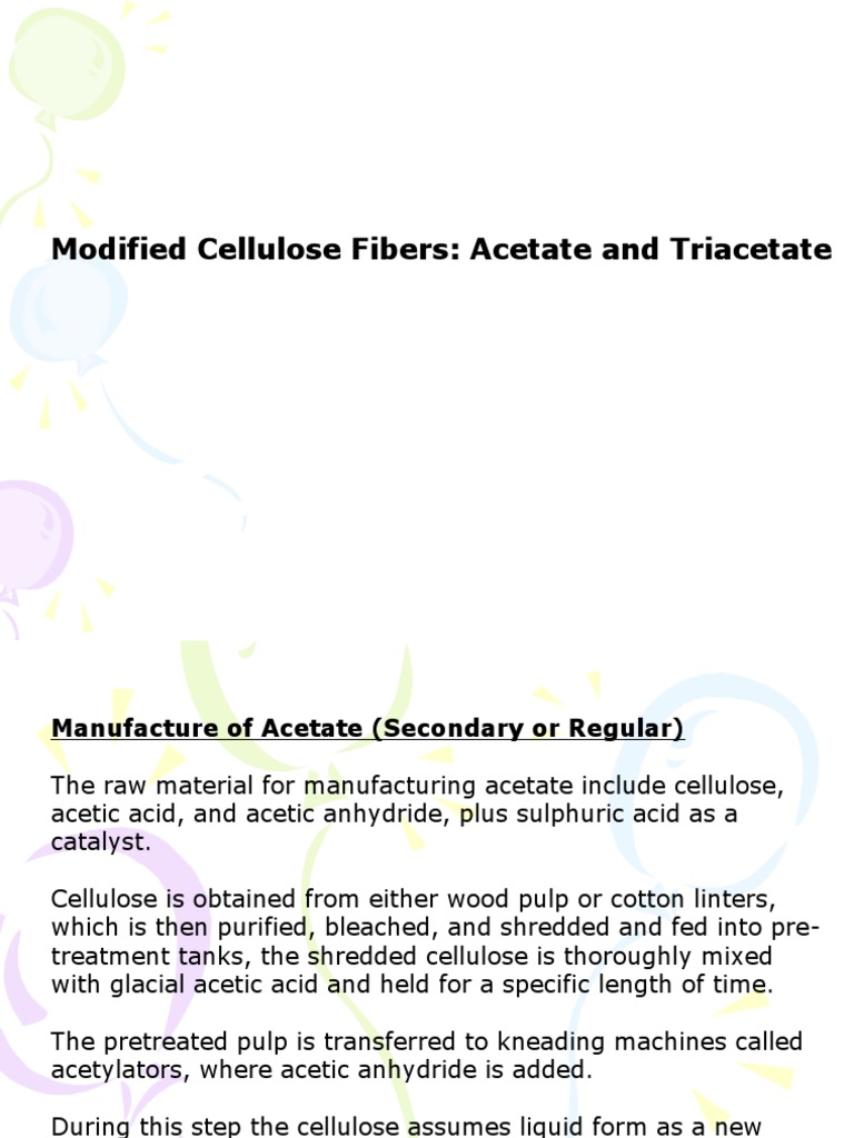 Modified Cellulose Fibers: Acetate and Triacetate | PDF | Acetic Acid ...