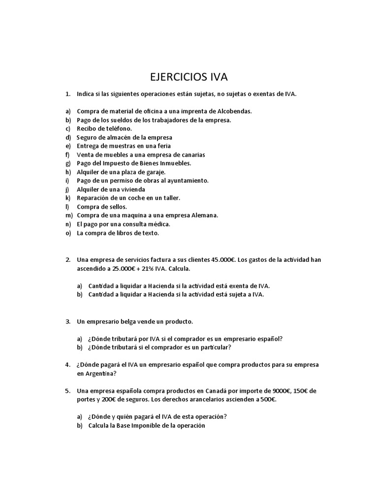 Ejercicios IVA | PDF | Factura | Al por menor
