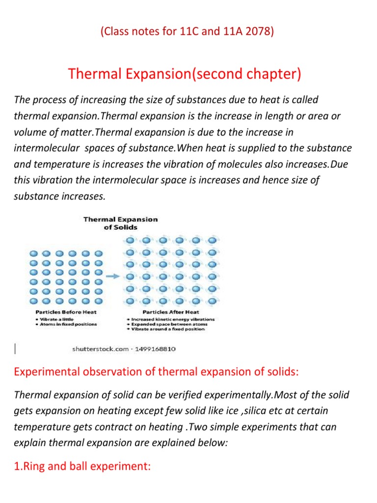 Thermal Expansion (Second Chapter) : (Class Notes For 11C and 11A 2078 ...