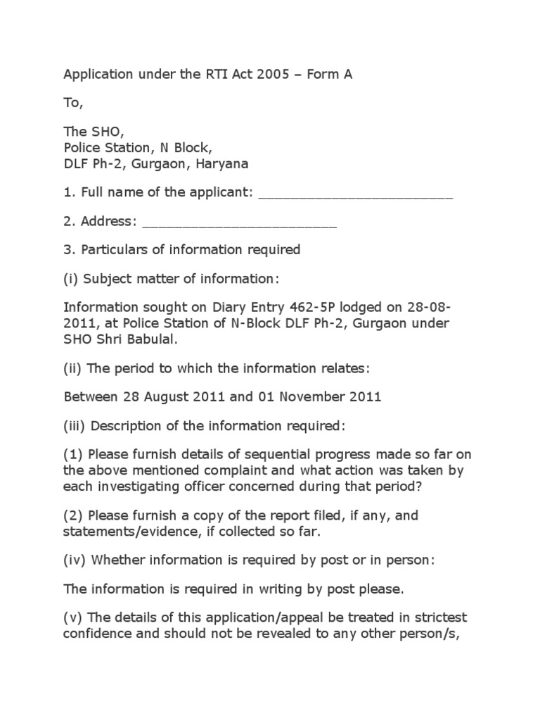 Application Under RTI 156 (3) Police Status of FIR | PDF