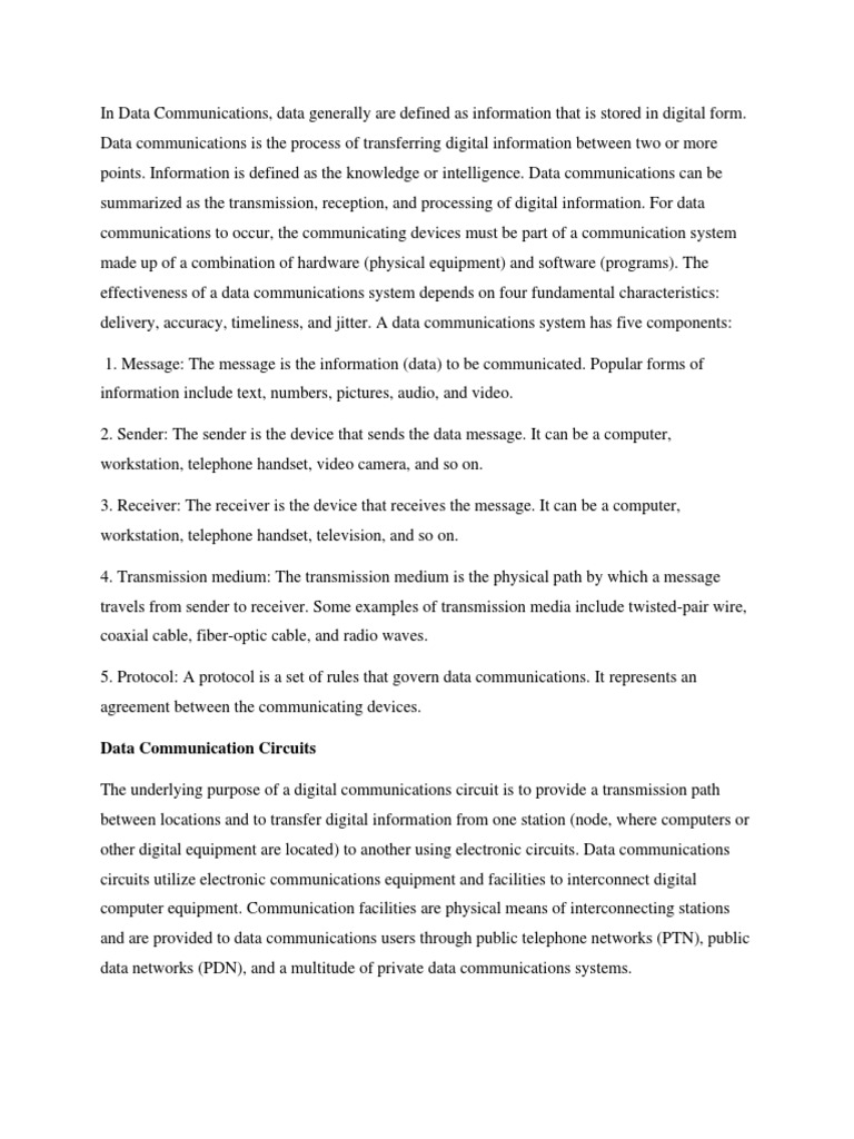Data Communication Fundamentals: An Overview of Data Transmission ...