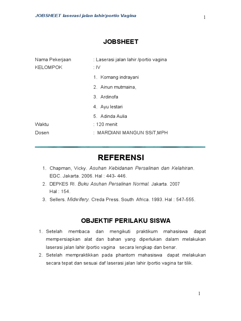 Job Laserasi Jalan Lahir Porsio Vagina Kelompok IV | PDF