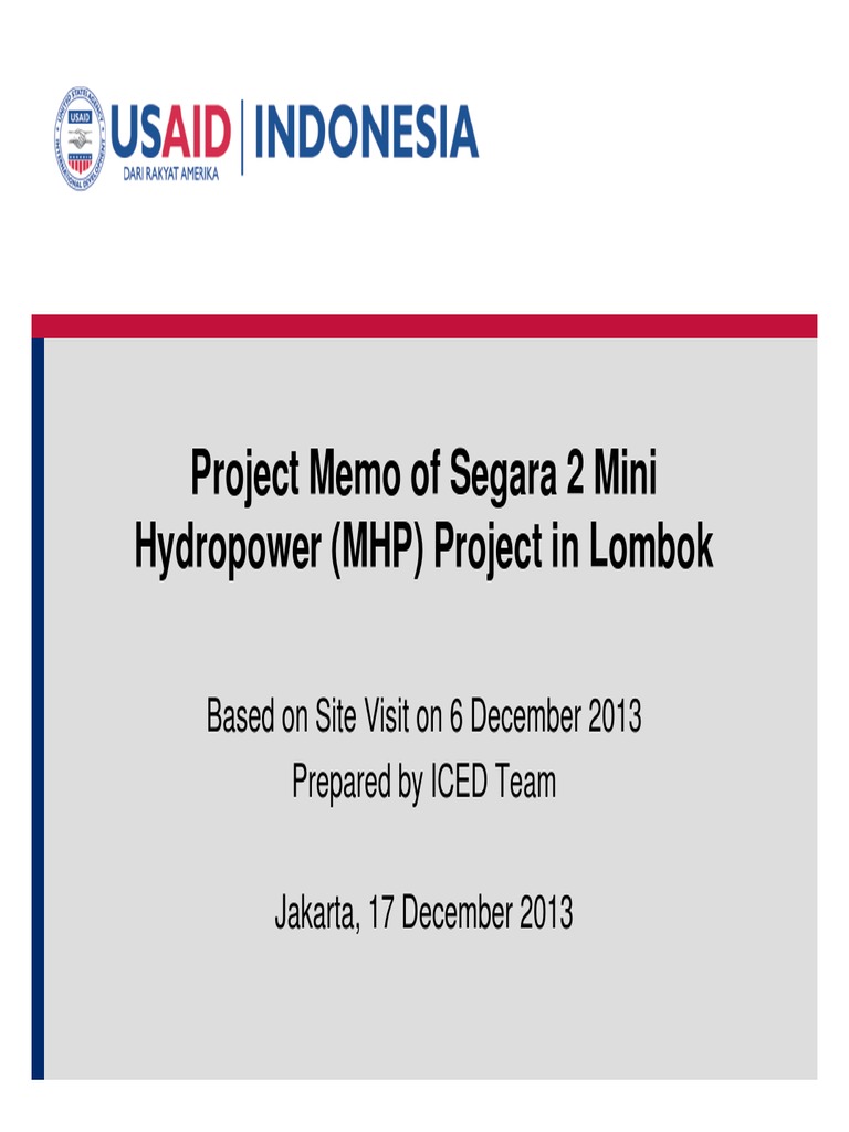 Presentation Material of Project Memo For Segara 2 MHP Project (17 December 2013) | PDF ...