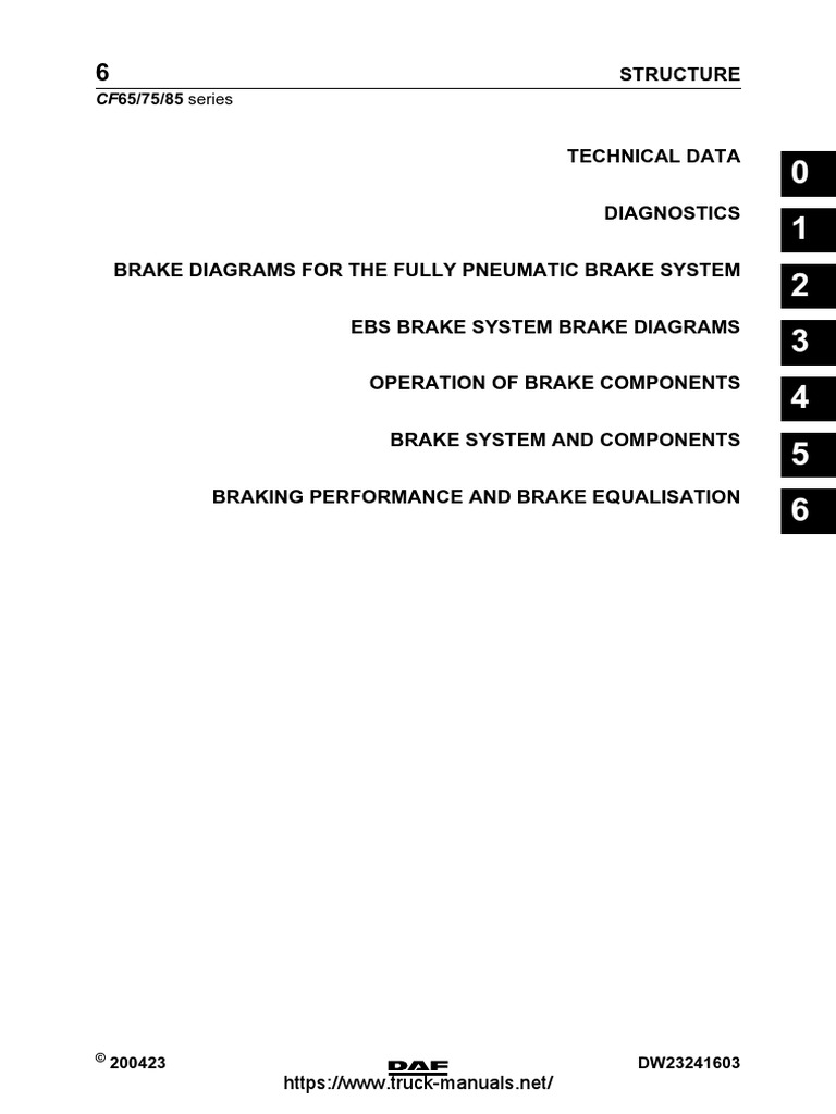 DAF CF Braking System Service Manual | PDF | Piston | Brake