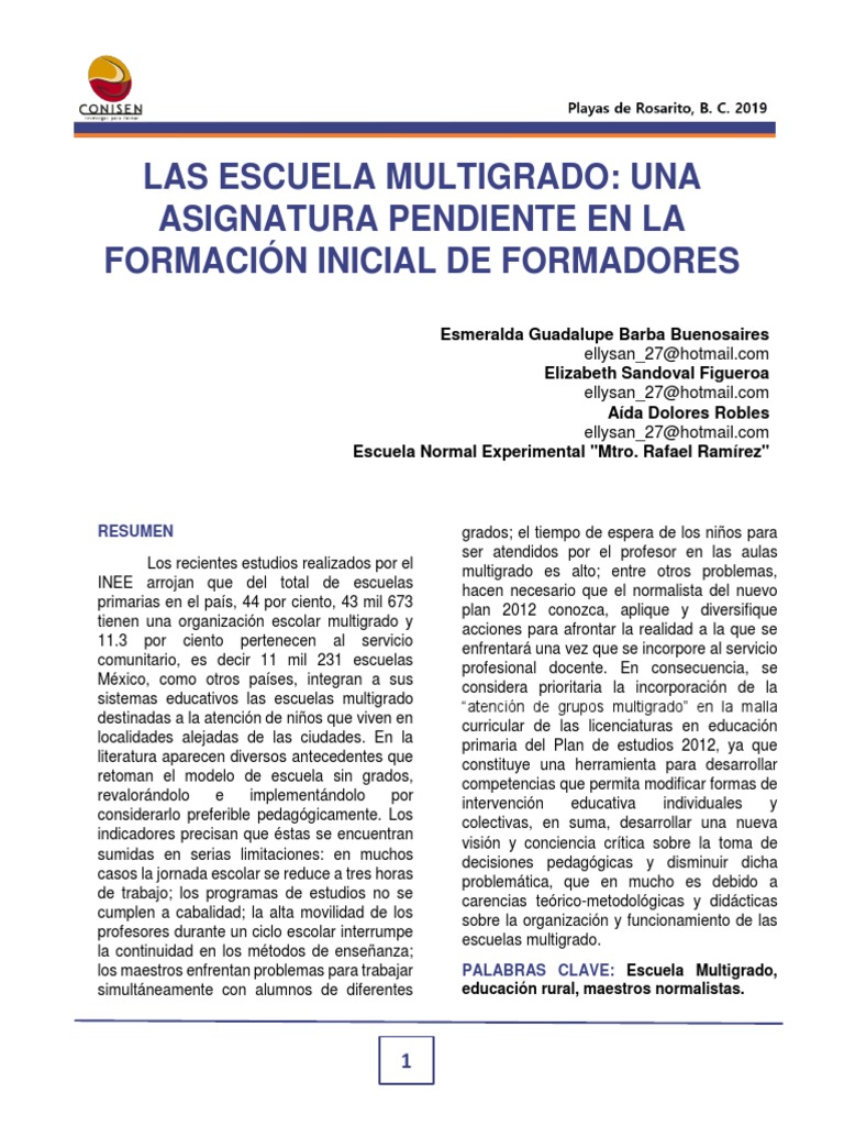 Las Escuela Multigrado: Una Asignatura Pendiente en La Formación ...
