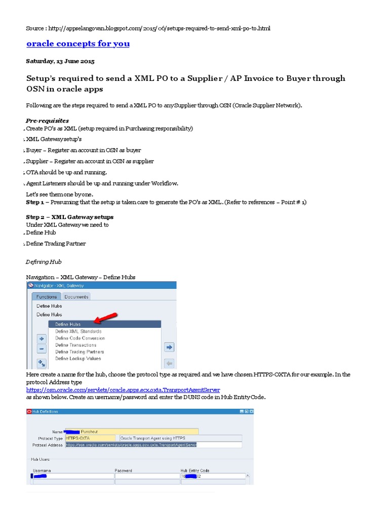 Oracle Concepts For You: Setup's Required To Send A XML PO To A ...