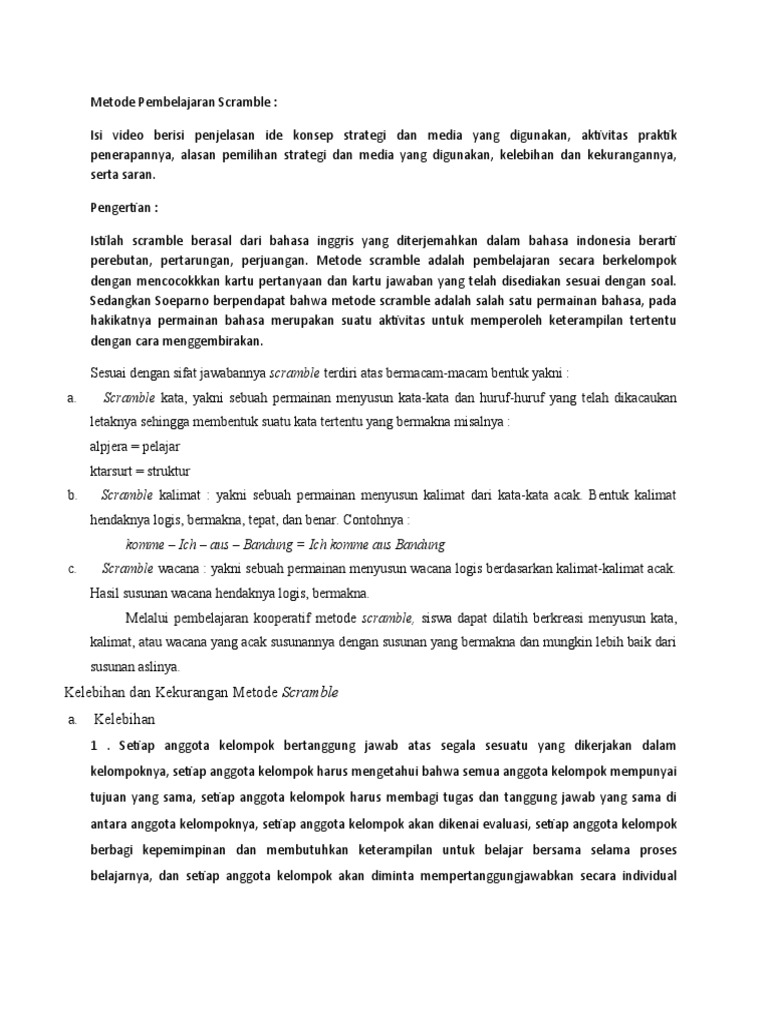 Metode Pembelajaran Scramble | PDF