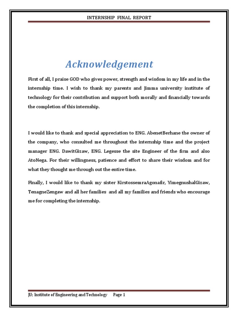 Acknowledgement: JU Institute of Engineering and Technology | PDF | Concrete | Leadership