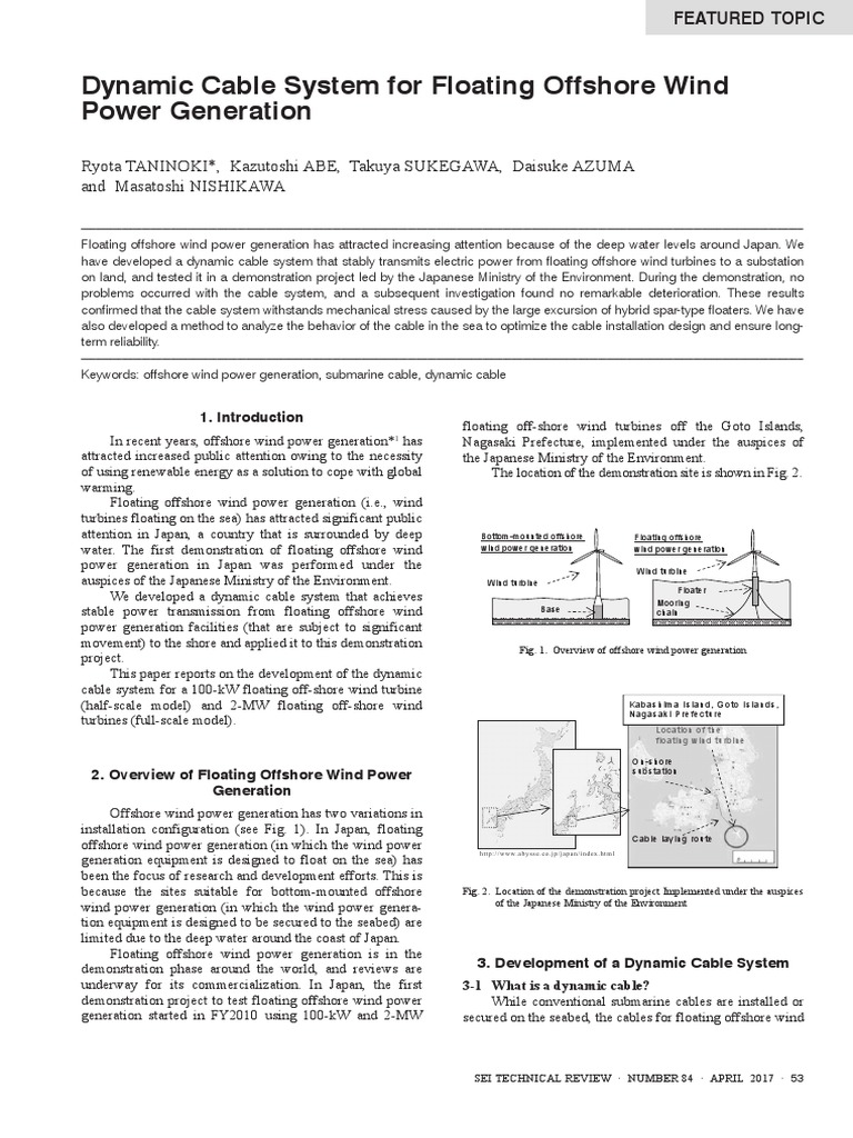 Dynamic Cable System For Floating Offshore Wind Power Generation | PDF ...