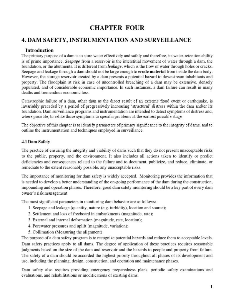 CH-4 Dam Safety and Instrumentation | PDF | Dam | Instrumentation