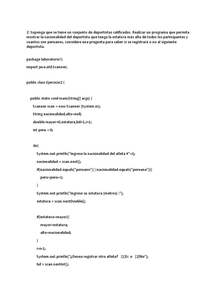 Ejercicios Java | PDF | Java (lenguaje de programación) | Programación de computadoras