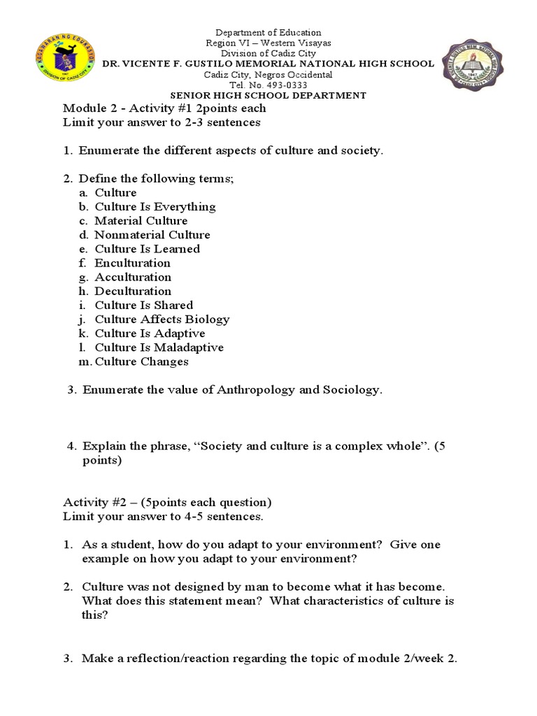 ANGEL JUROS MODULE 2 ACTIVITY 1 and 2 ABM BLAKE | PDF | Anthropology ...