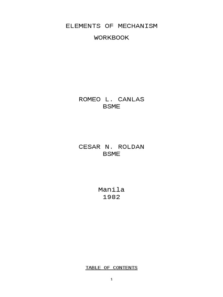 Elements of Mechanism Work Book and Lab Manual | PDF | Rotation Around ...