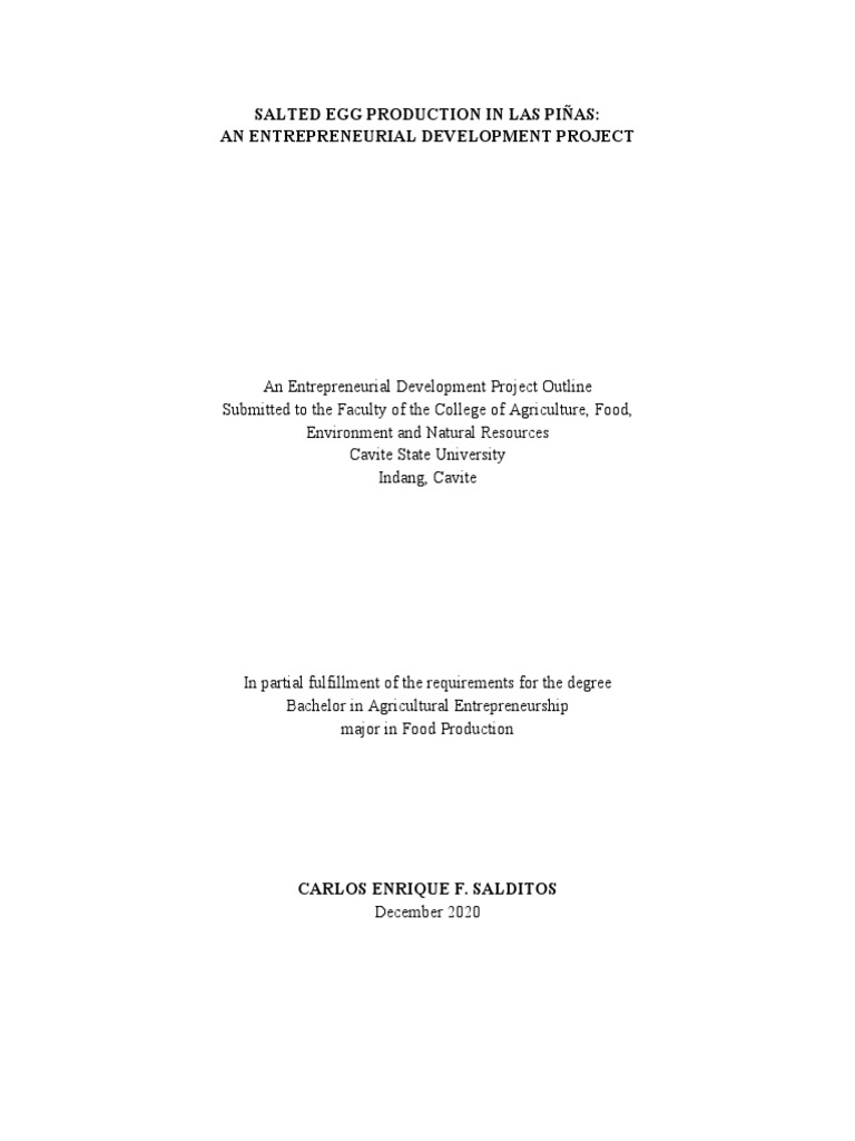 Salditosfinalcvsu Edp Outline Eggcellent Eggs | PDF | Return On ...