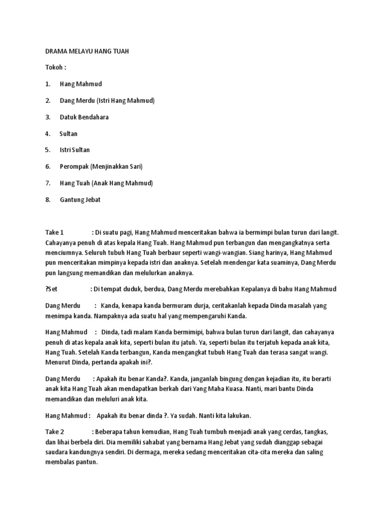 Drama Melayu Hang Tuah | PDF | Fiksi Misteri, Thriller, & Kejahatan