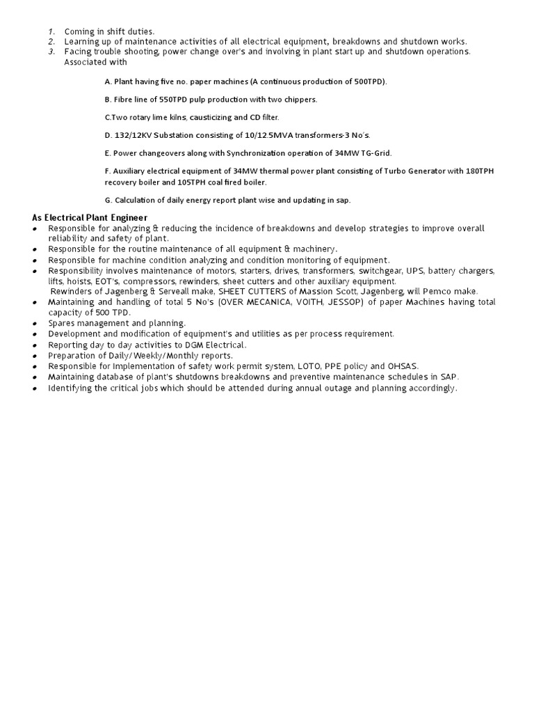 Coming in Shift Duties | PDF | Reliability Engineering | Electrical Grid