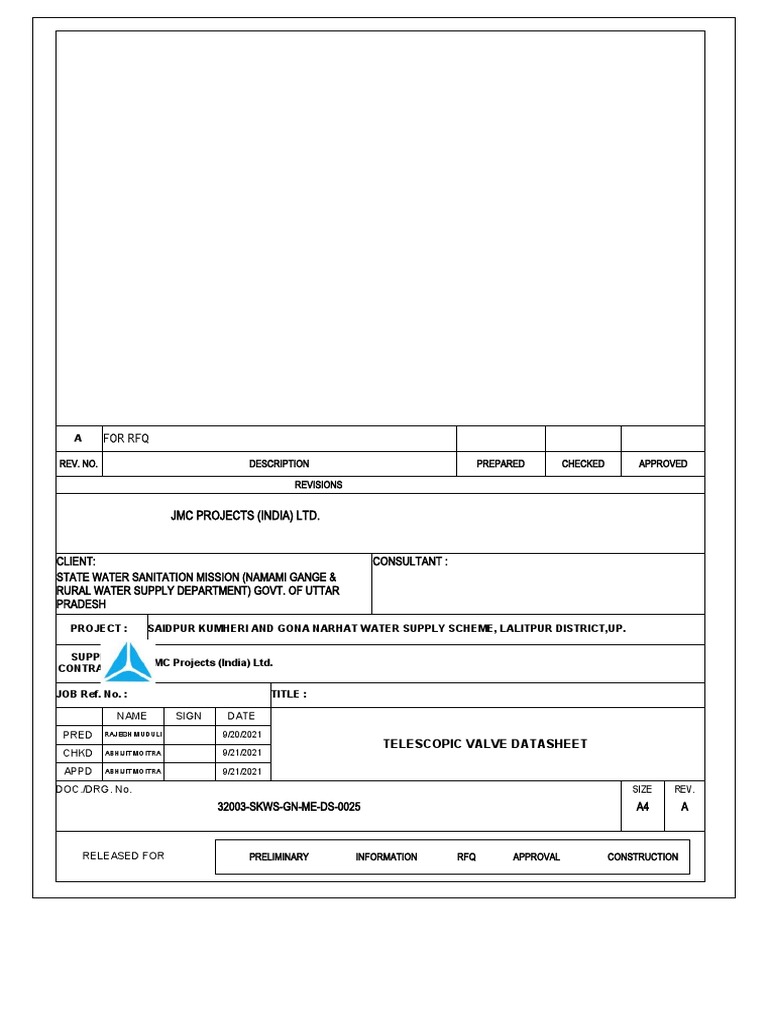 Telescopic Valve Data Sheet (32003-Skws-Gn-Me-Ds-0025) Rev.a | PDF ...