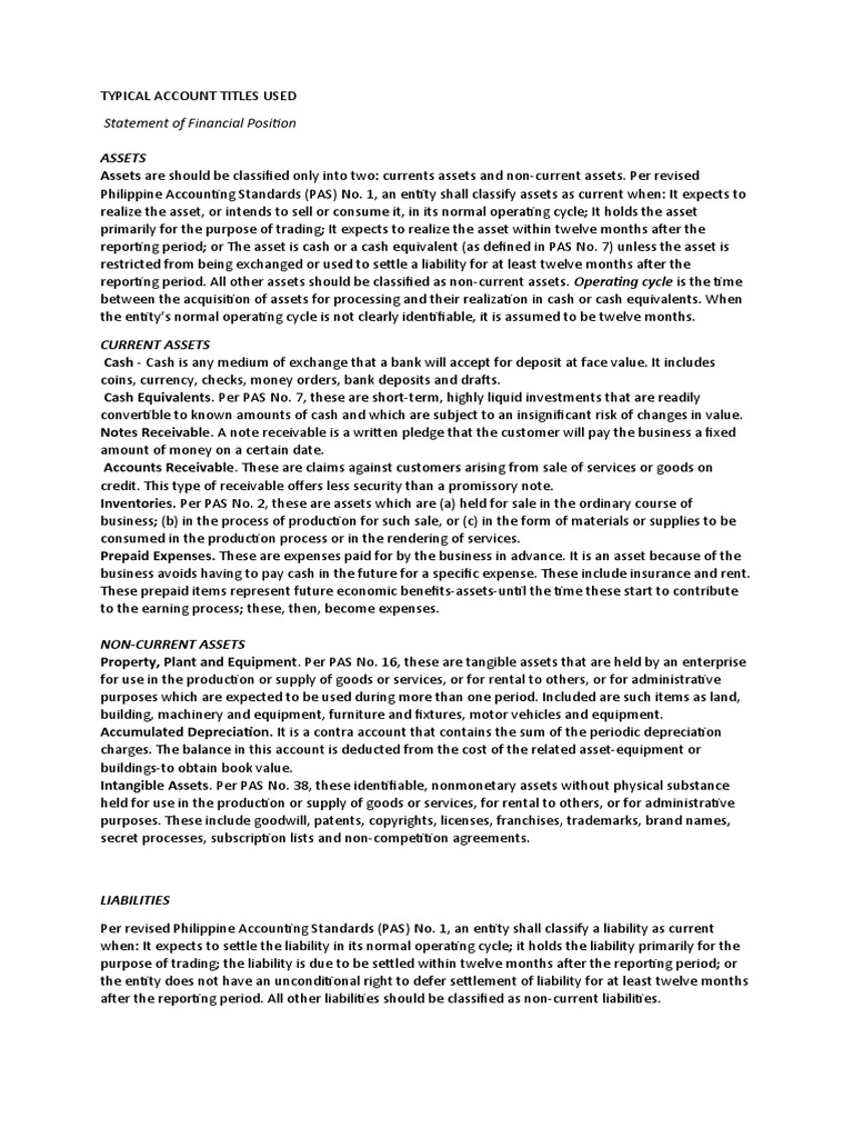 Typical Account Titles Overview | PDF | Expense | Corporations