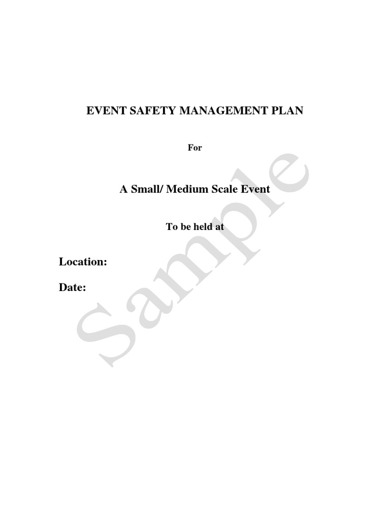 Event Safety Management Plan Template Small or Medium Scale | PDF ...