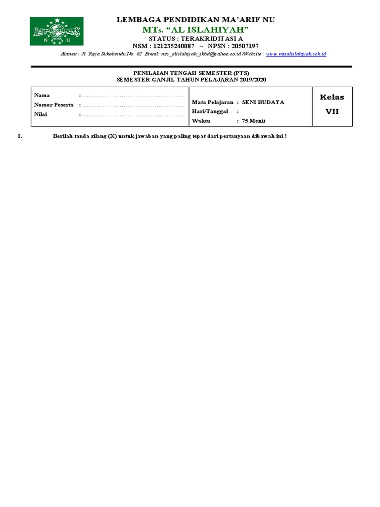 Soal PTS SBK 7-9 | PDF