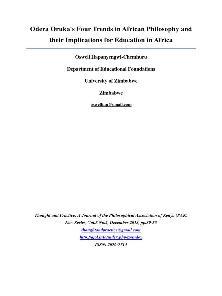 Okura Trends in Sage Philosophy | PDF | Wisdom | Critical Thinking