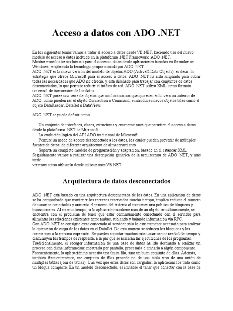 Acceso A Datos Con ADO | PDF | Active X Data Objects | .NET Framework