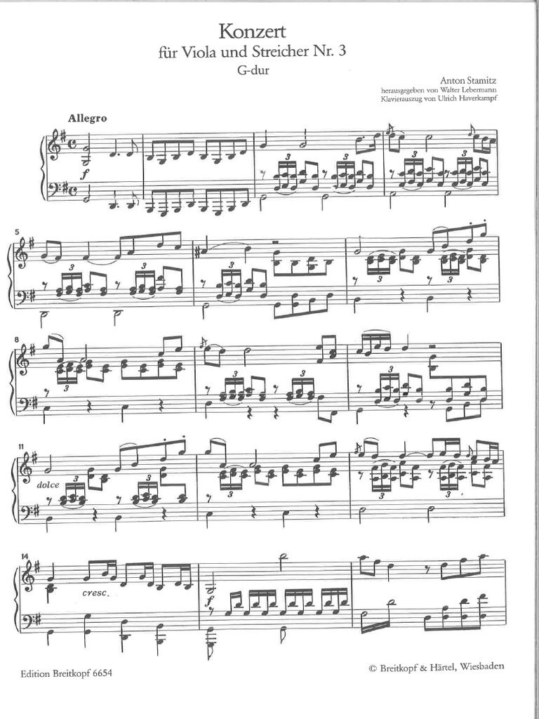 Stamitz - Viola Concerto in G Major - 1st Movement | PDF