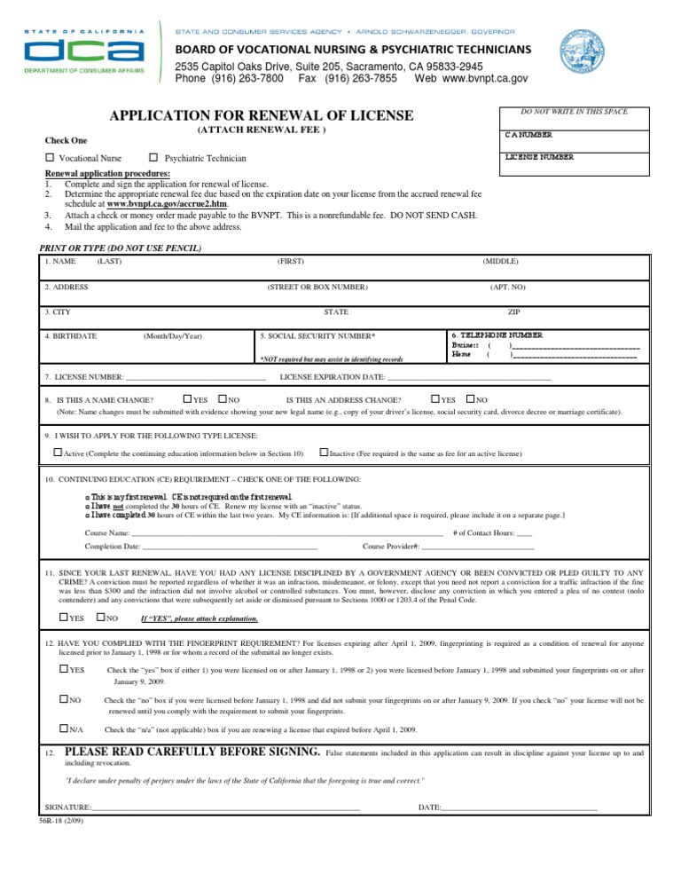LVN Renewal Form | PDF | Nolo Contendere | Criminal Law