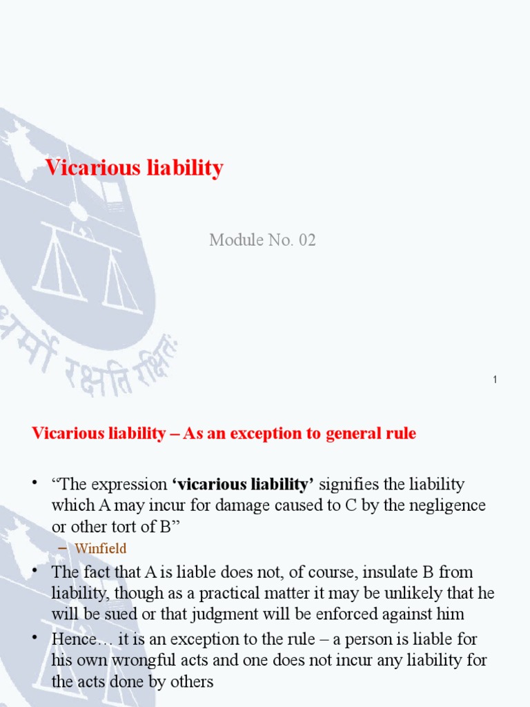 Vicarious Liability Module 2 | PDF | Legal Liability | Vicarious Liability