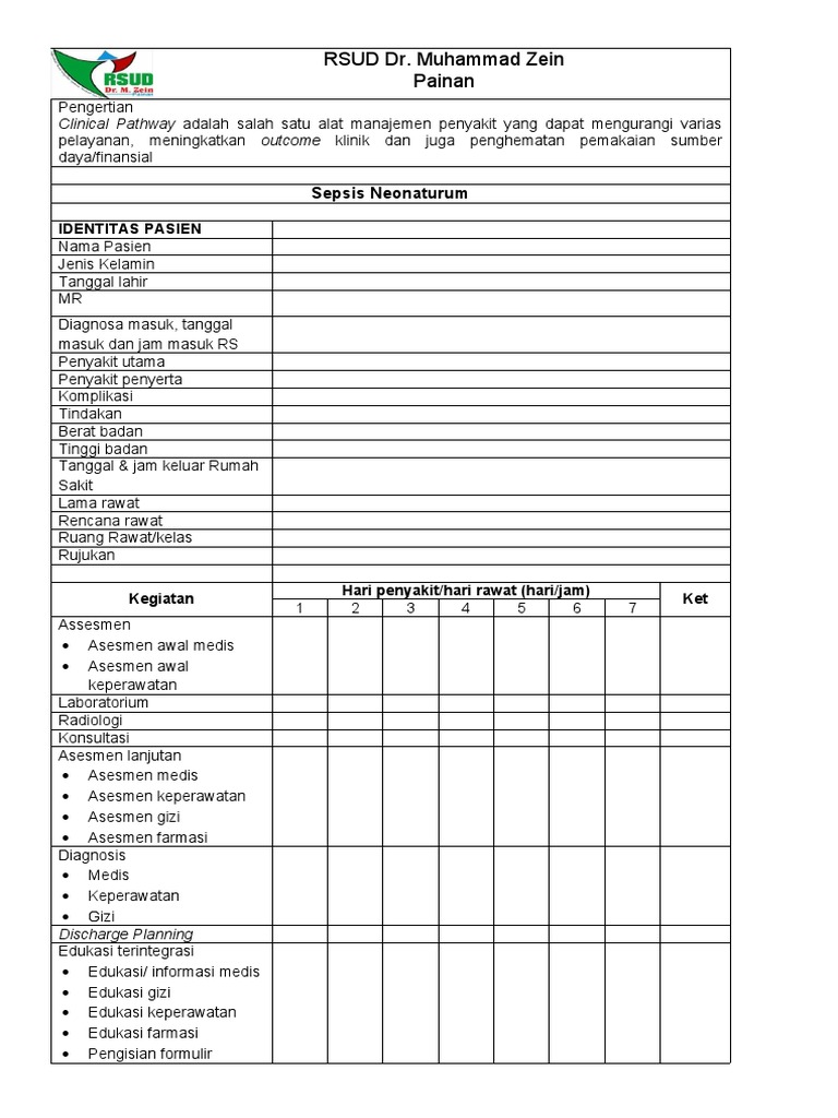 CLINICAL PATHWAY Sepsis | PDF