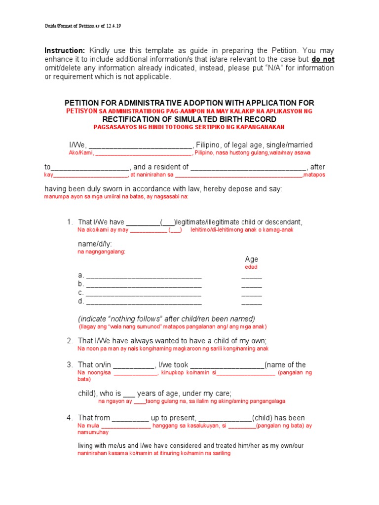 Petition With Filipino Version SIBRA RA 11222 | PDF | Annulment | Family