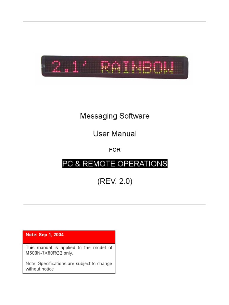 Messaging Software User Manual: PC & Remote Operations | PDF | Personal ...