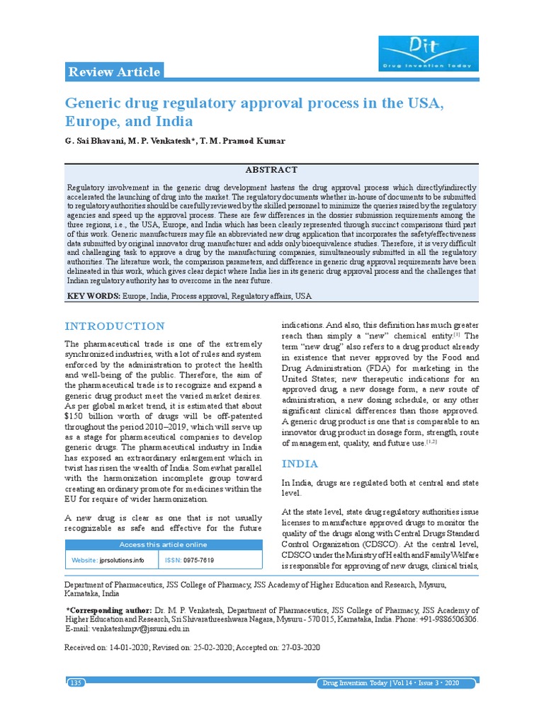 Regulatory Requirements | PDF | Generic Drug | Food And Drug Administration
