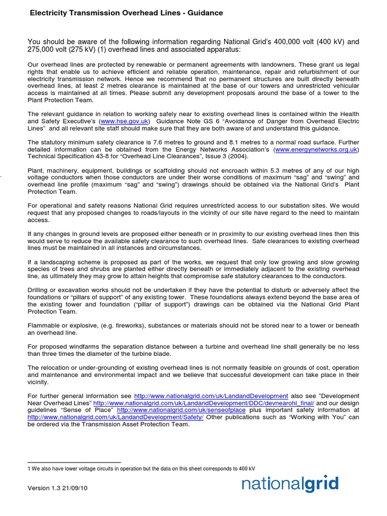 Electricity Overhead Line Guidance | PDF | Electric Power Transmission ...