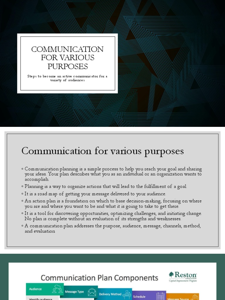Lesson 6 - Communication For Various Purposes | PDF | Goal | Target ...