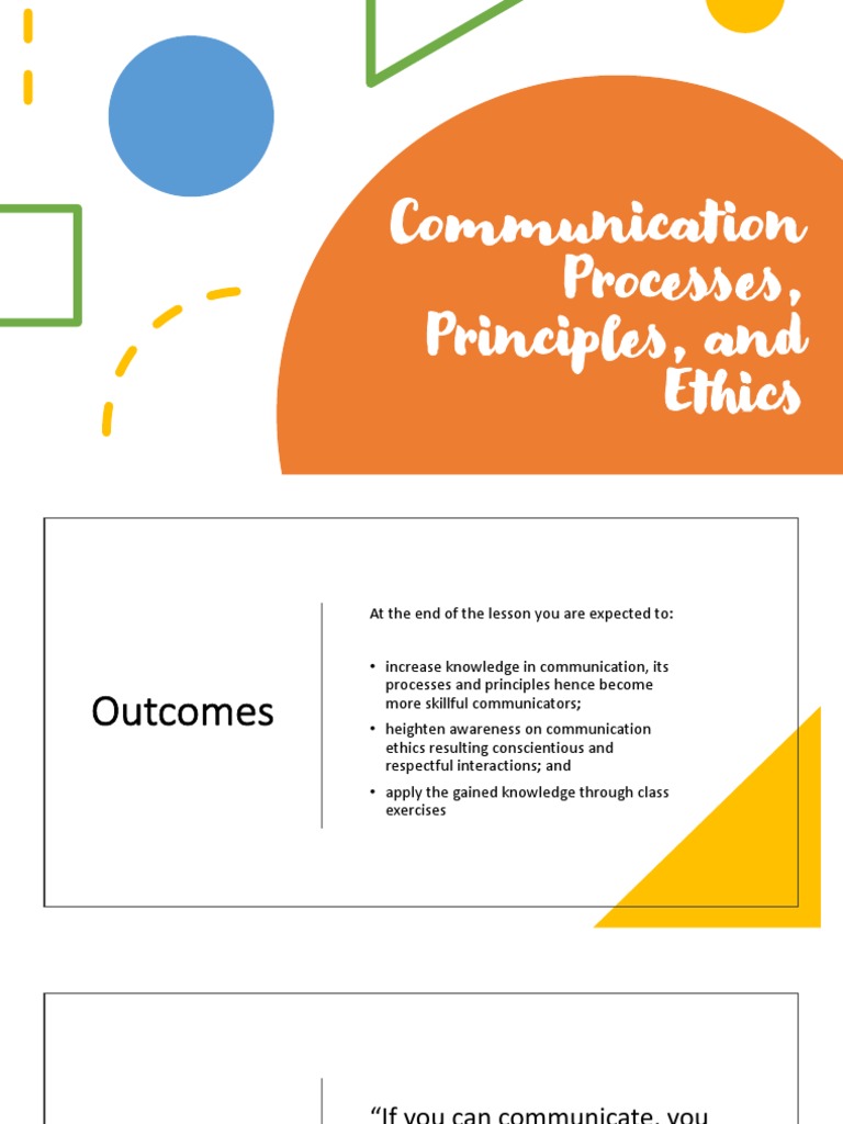 Lesson 1 Communication Process Principles Ethics Pdf Communication Information