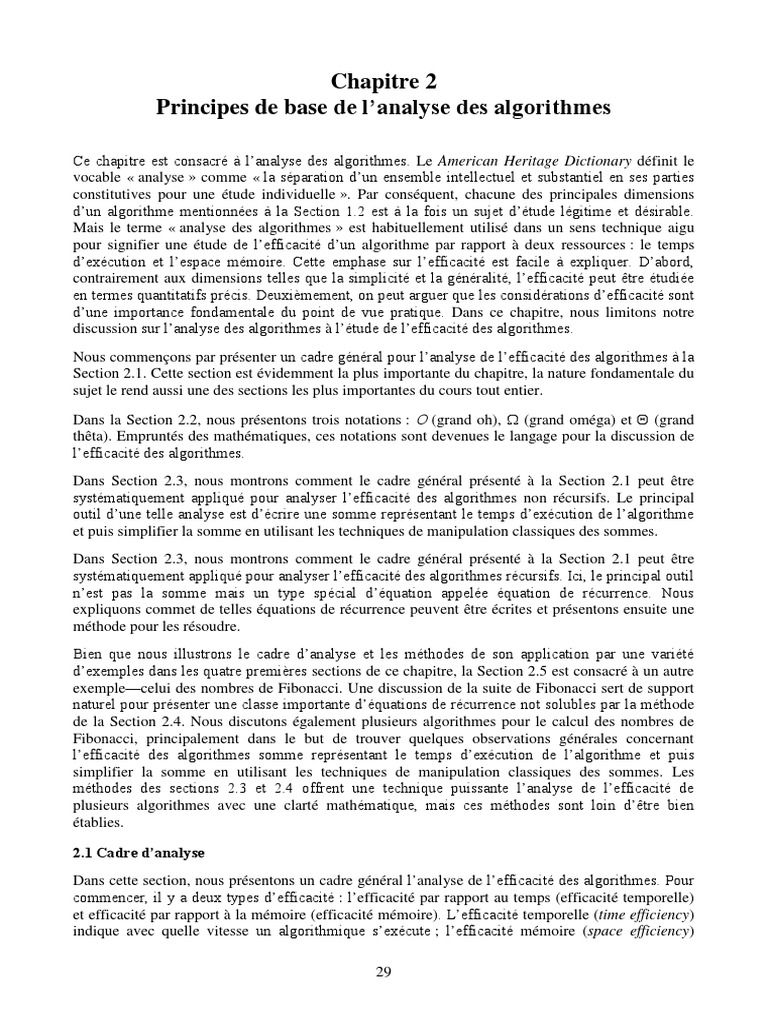 Principes de Base de L'analyse Des Algorithmes | PDF | Complexité ...