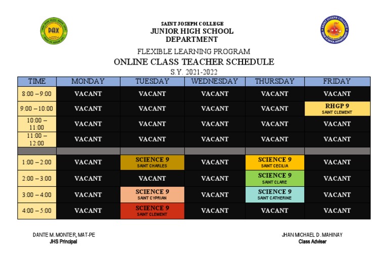 Online Class Schedule 2021-2022 | PDF