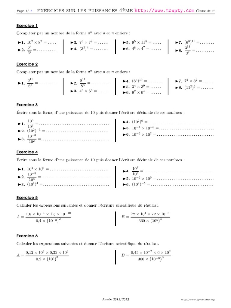 Exercices Puissances 2 | PDF | Échecs | Théorie (échecs)