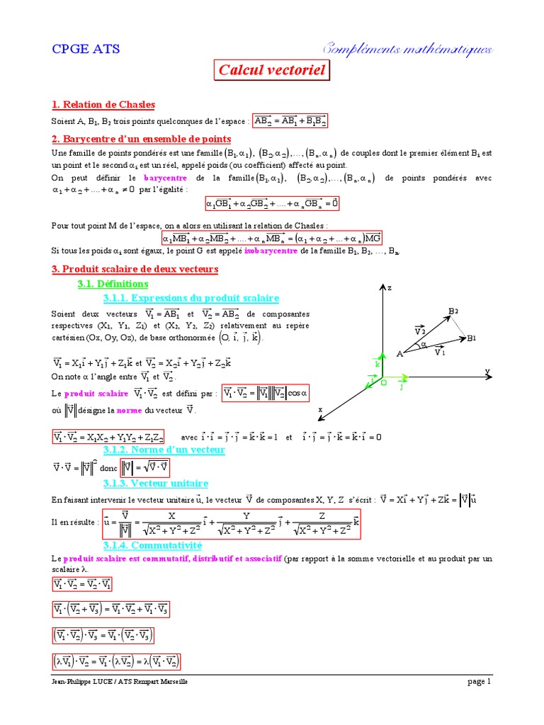 Calcul du produit vectoriel en CPGE | PDF | Scalaire (mathématiques ...