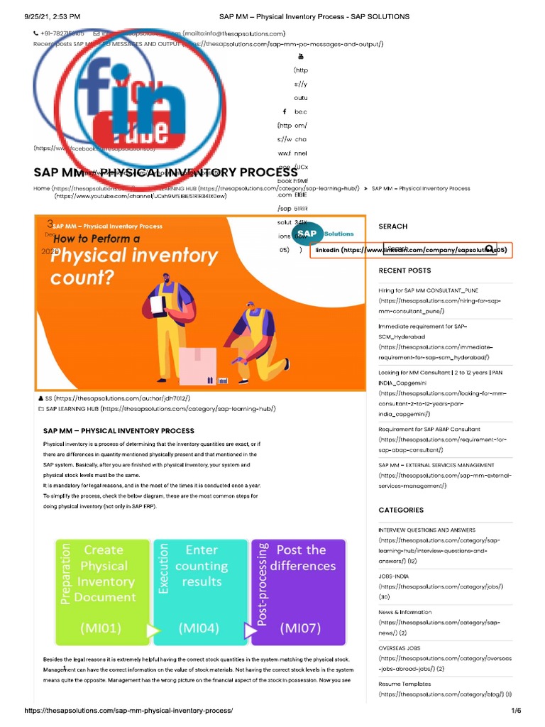 MM Physical Inventory Process | PDF