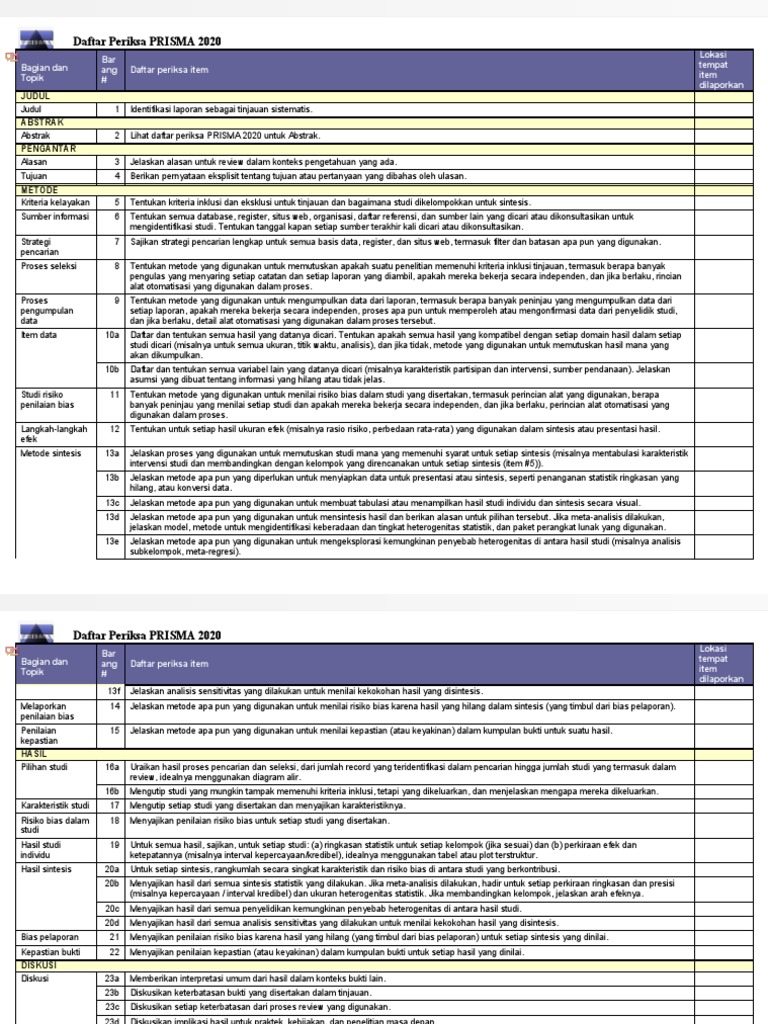 PRISMA 2020 Checklist - En.id | PDF